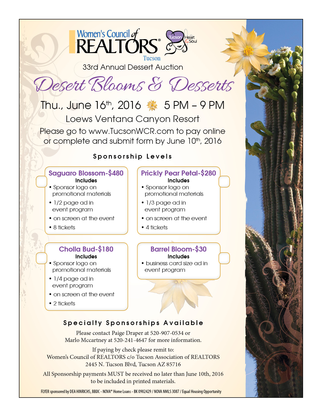 33rd Annual Dessert Auction Sponsorship Opportunities – Women's Council ...